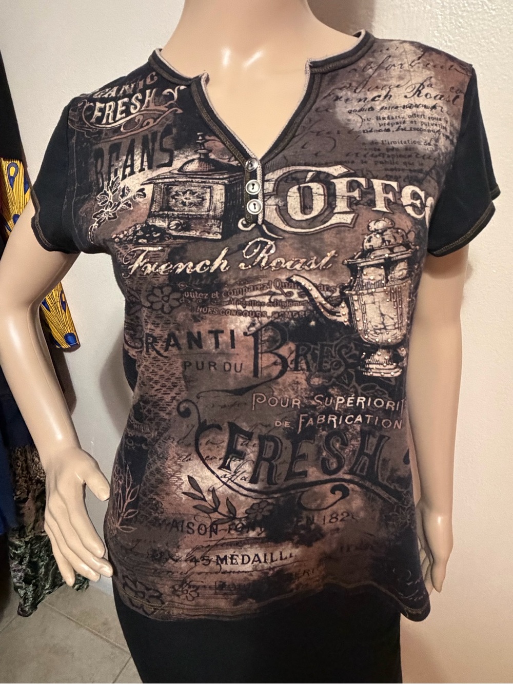 Blue Canyon Clothing Graphic Rhinestone Coffee Print … - Gem